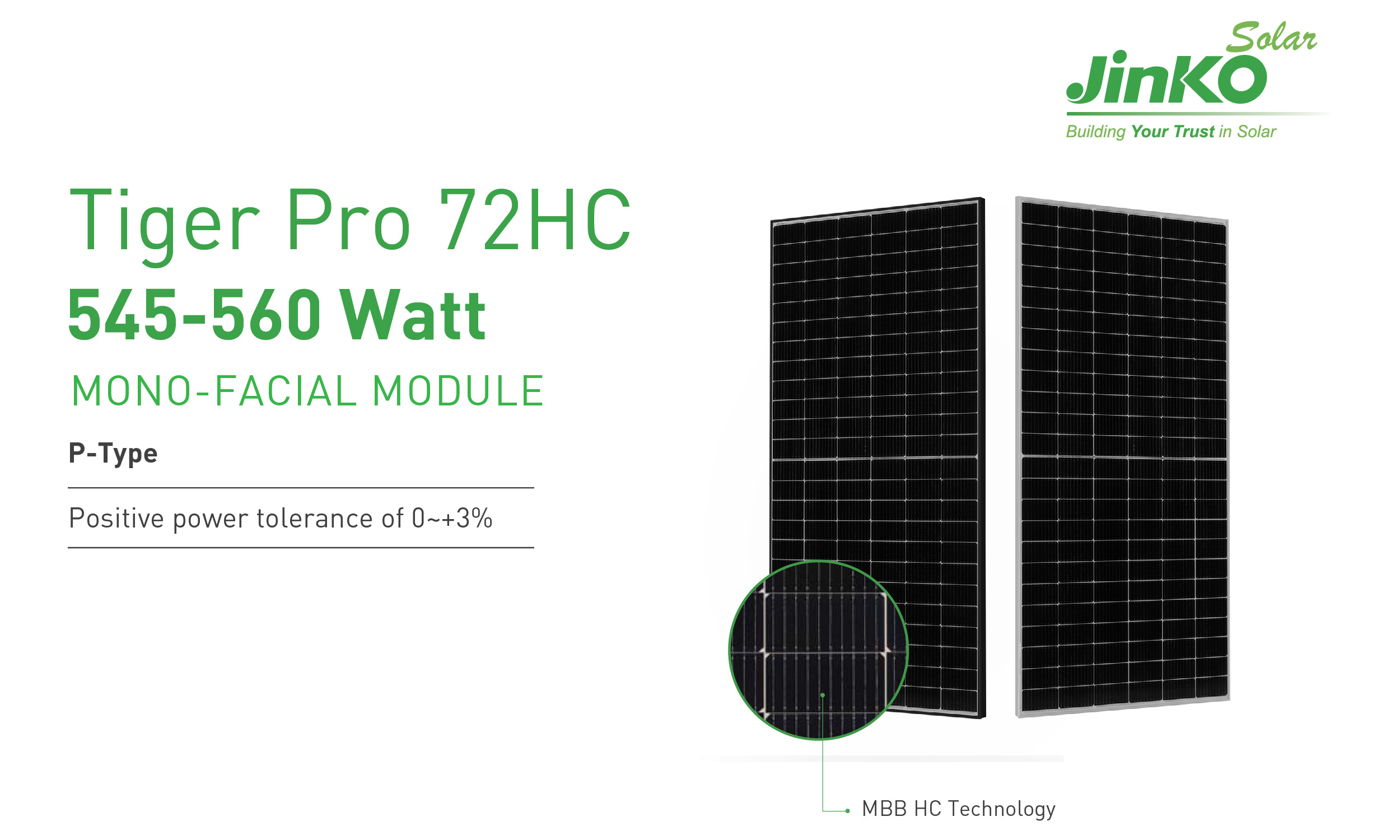 Jinko Solar Tiger Pro 72HC Mono Facial Module 545W 550W 555W 560W PV ...