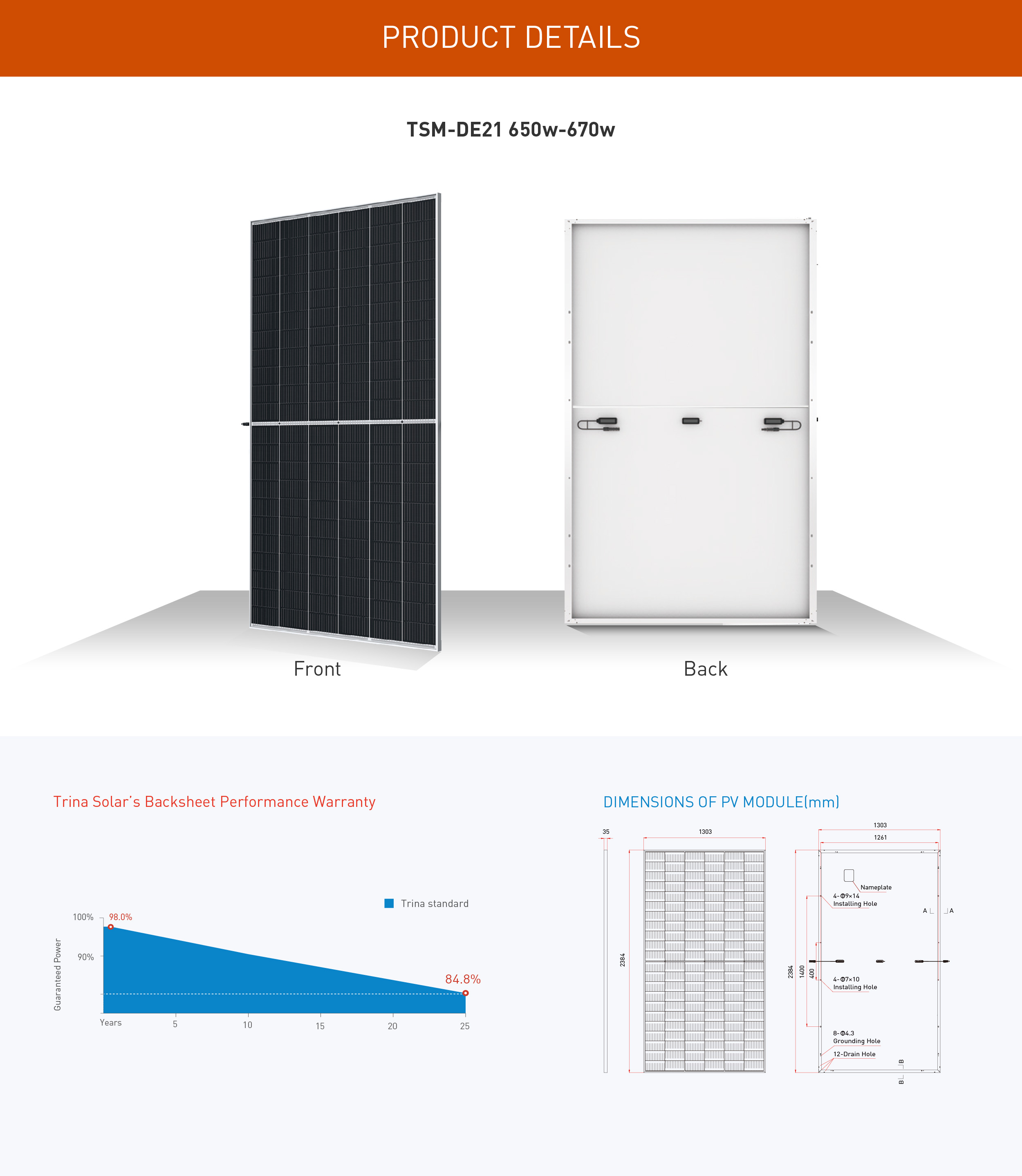 Trina Solar Vertex Mono Photovoltaic Panels 660W 670W Solar Energy ...