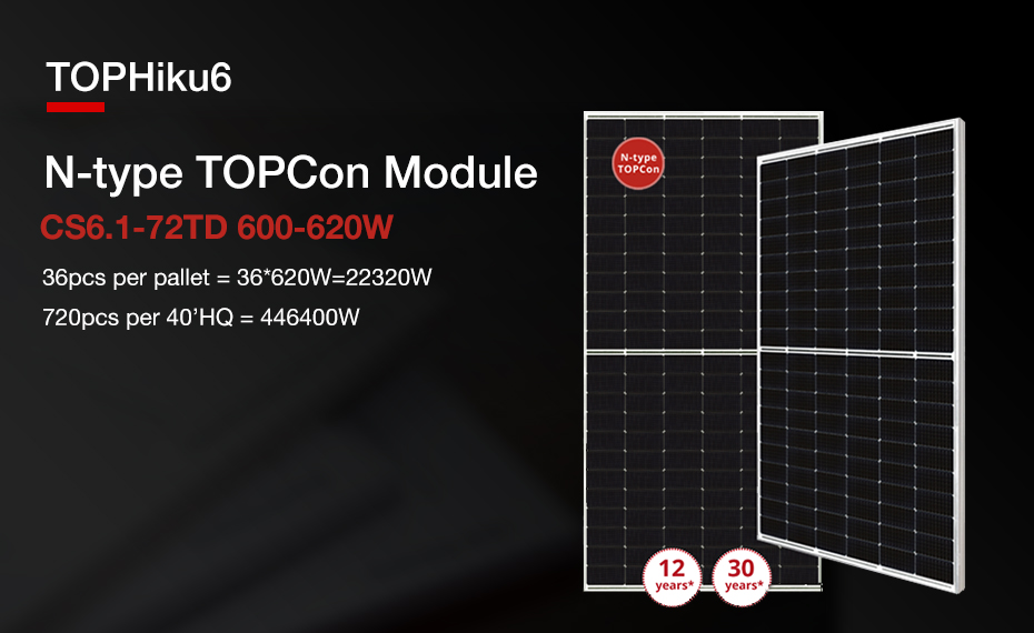 Canadian Solar Panel TOPHiKu6 CS6.1-72TD 600-620W - Moregosolar, one-stop PV products and service